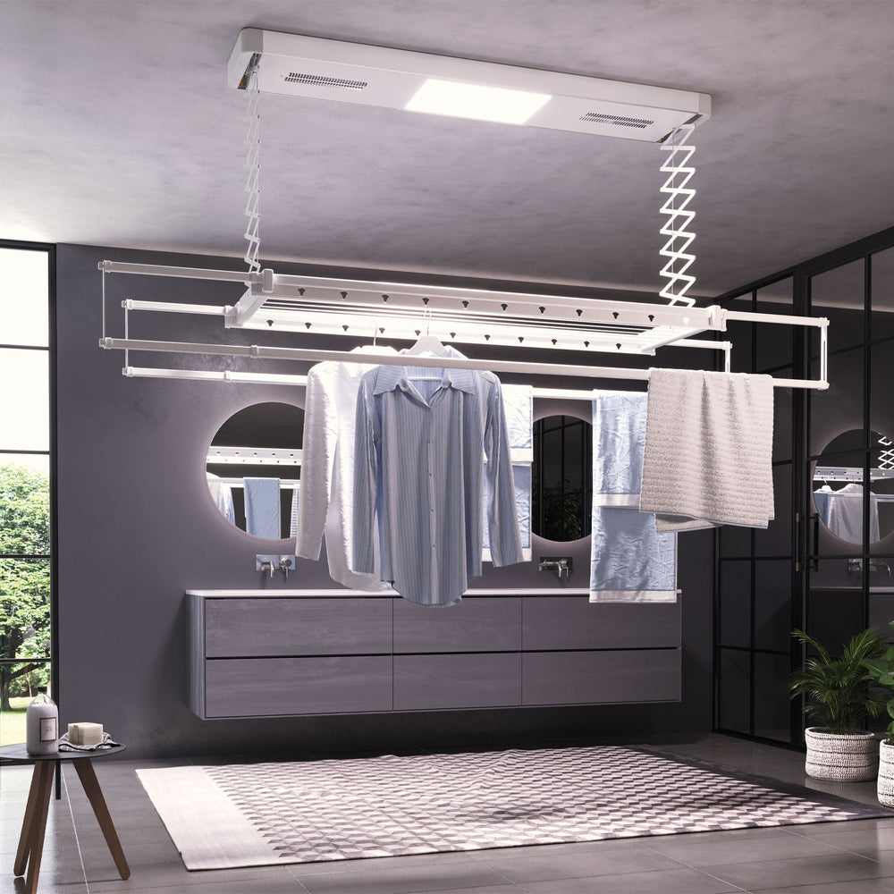Heated Ceiling Mounted Clothes Drying Rack | Foxydry Pro
